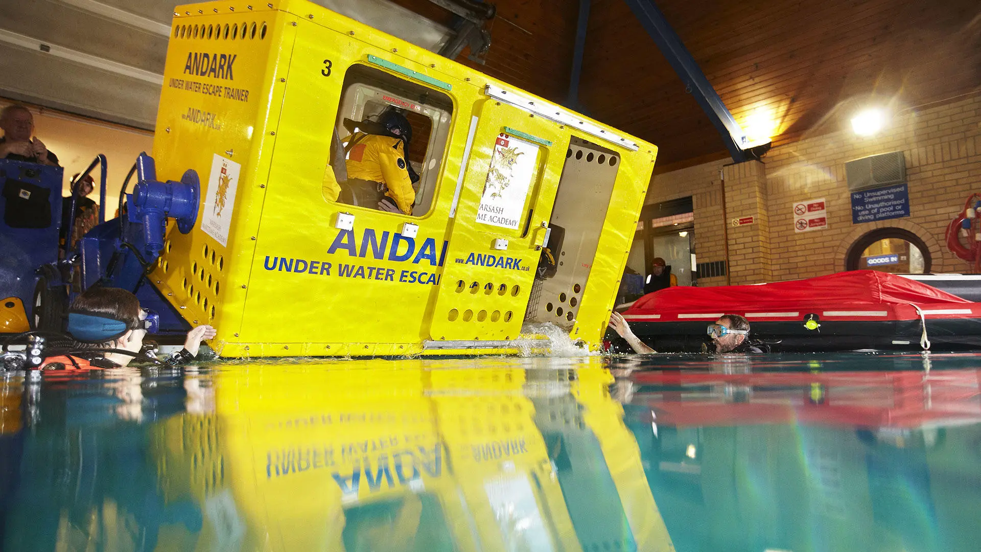 Helicopter underwater escape trainer facility at Solent University